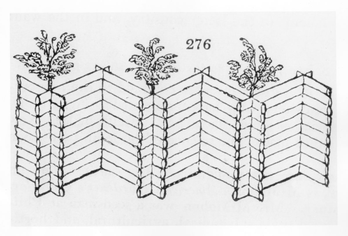 J. C. Loudon, Diagram of worm fence, 1834 - History of Early American Landscape Design